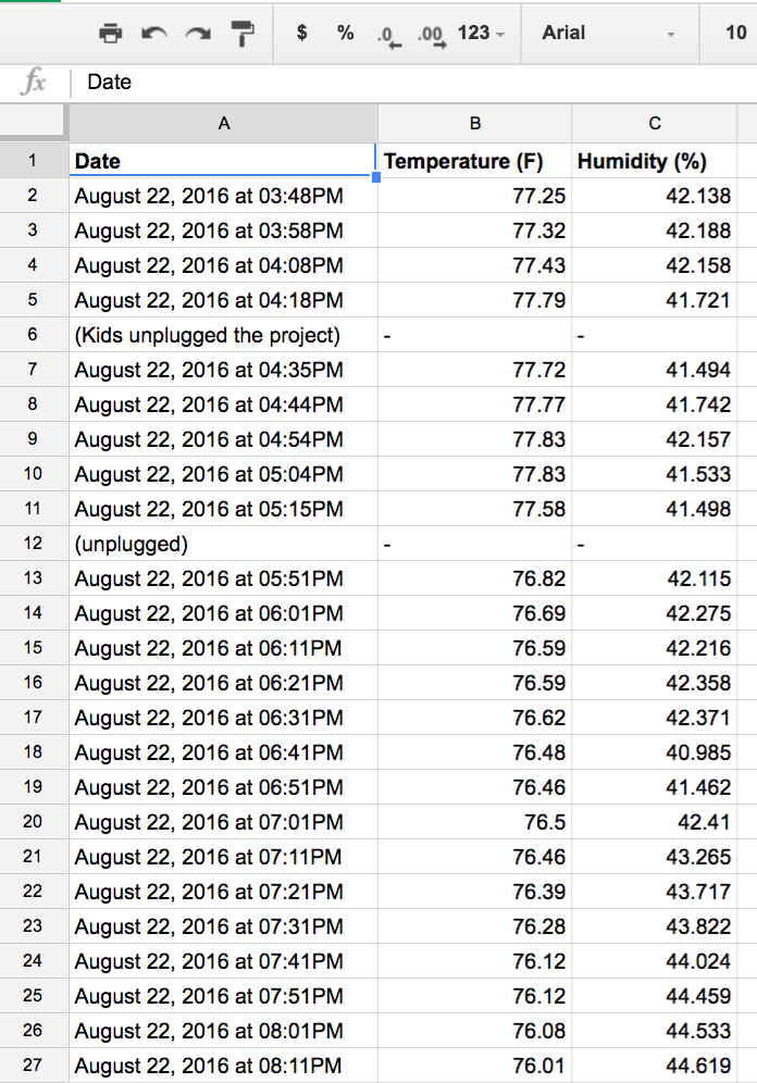 Logging Data to Google Sheets with the Tessel 2 - SparkFun Learn